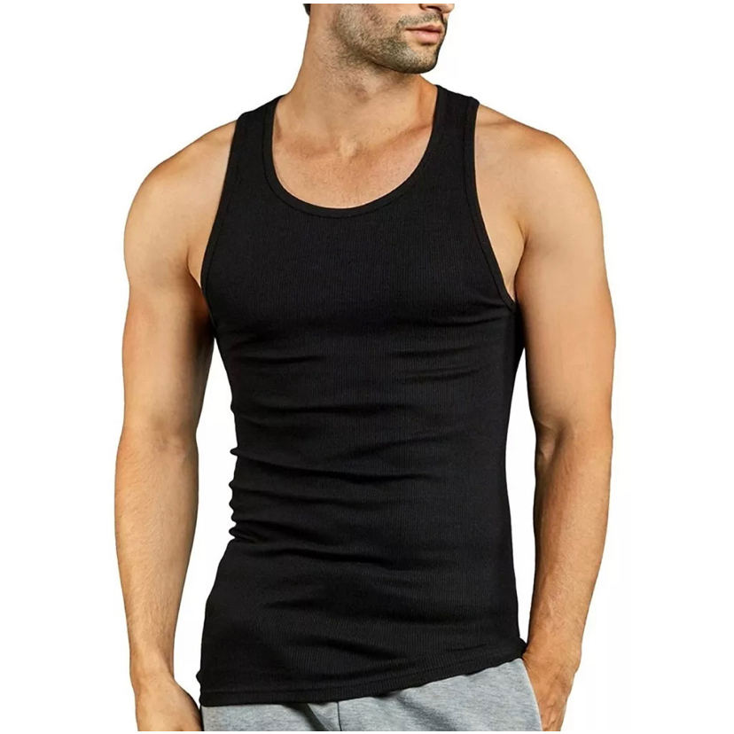 Regata Masculina Modelo Americano Fechado Canelada Algodão | Shopee Brasil
