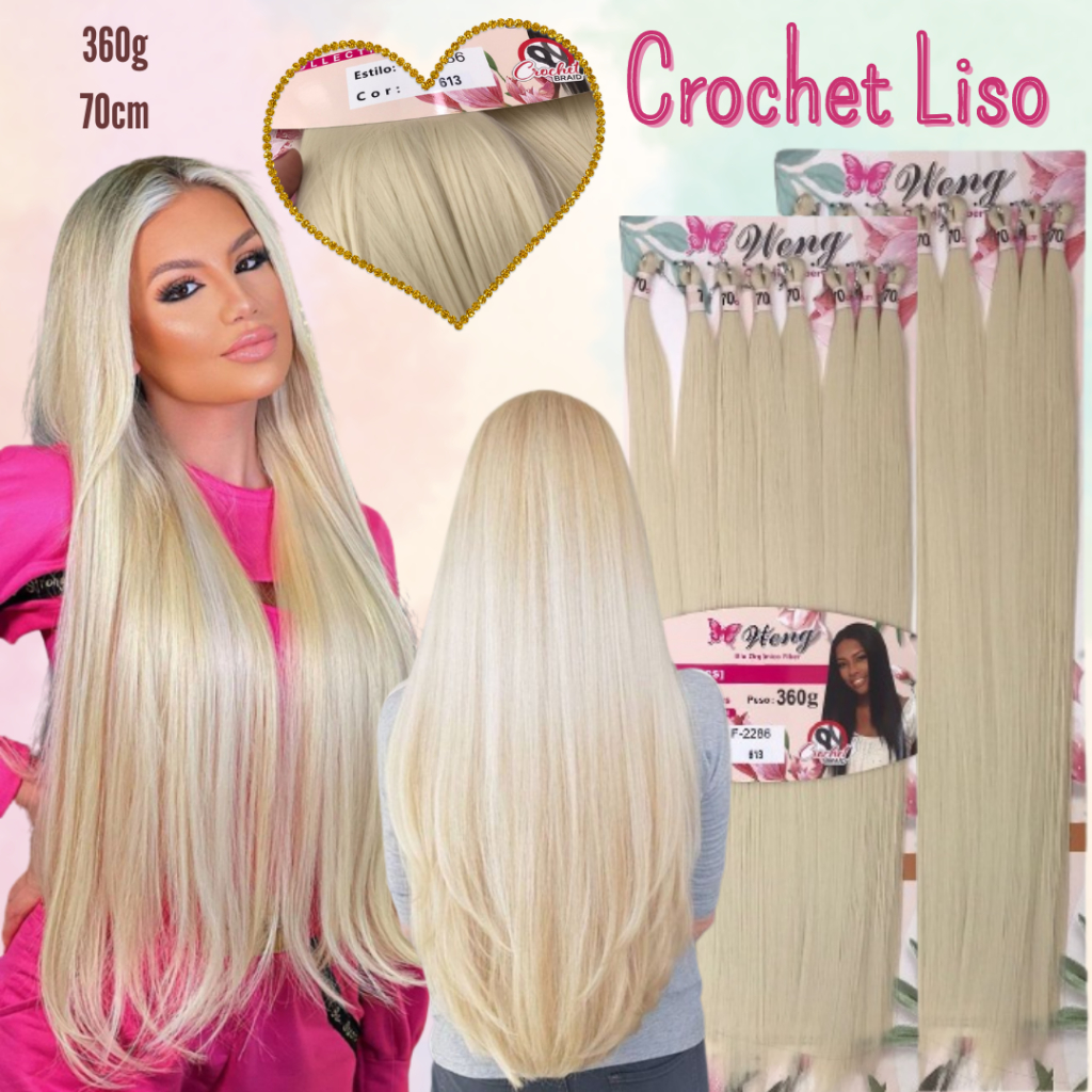 Cabelo Orgânico Liso Para Mega Hair Crochet / 360g / 70cm | Shopee Brasil