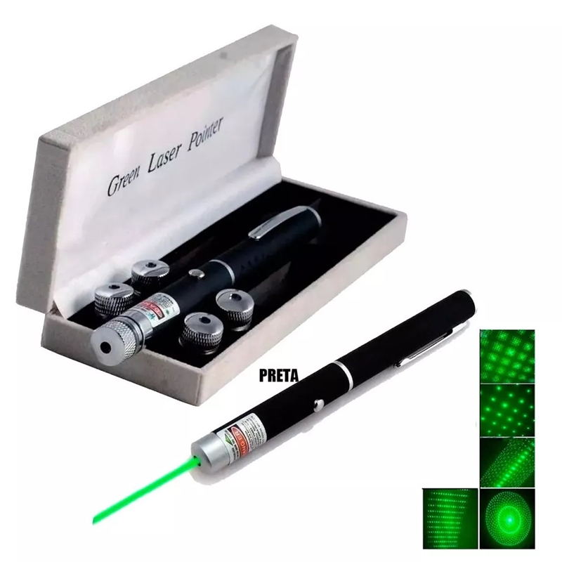 Caneta Laser Pointer 5000mw de longo alcance Preto, Luz Verde Com 5 ...