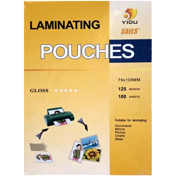 Plástico para plastificação - 79x108mm Laminating Pouches Gloss Yidu ...