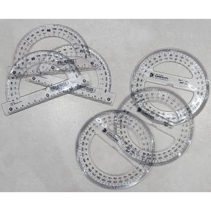 Régua Transferidor Escolar em Acrílico 180 ou 360º | Shopee Brasil