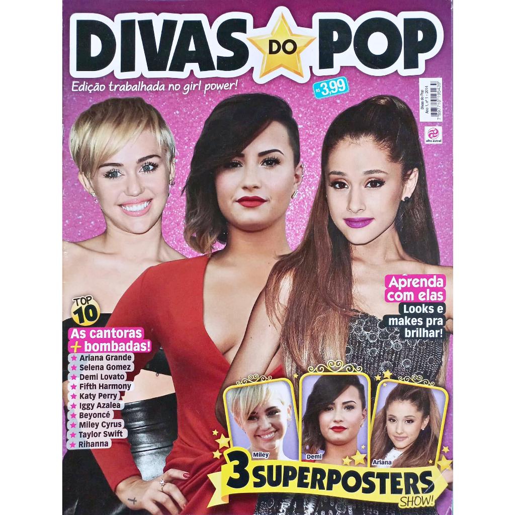 Revista Divas do Pop Editora Alto Astral (Miley Cyrus, Demi Lovato, Ariana Grande, Selena Gomez ...