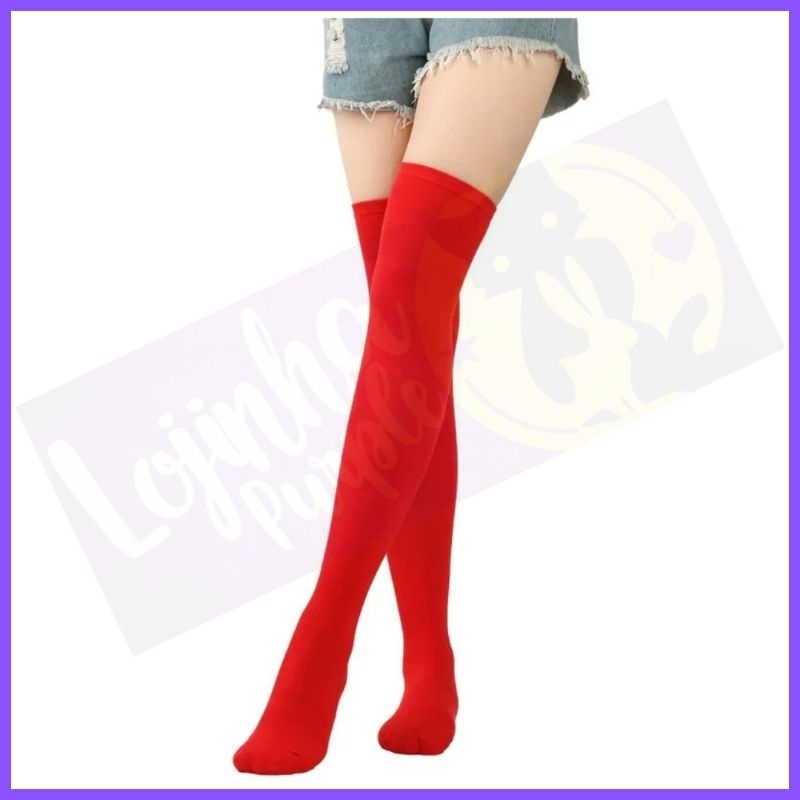 Meia Longa 7/8 Fina Vermelha | Shopee Brasil