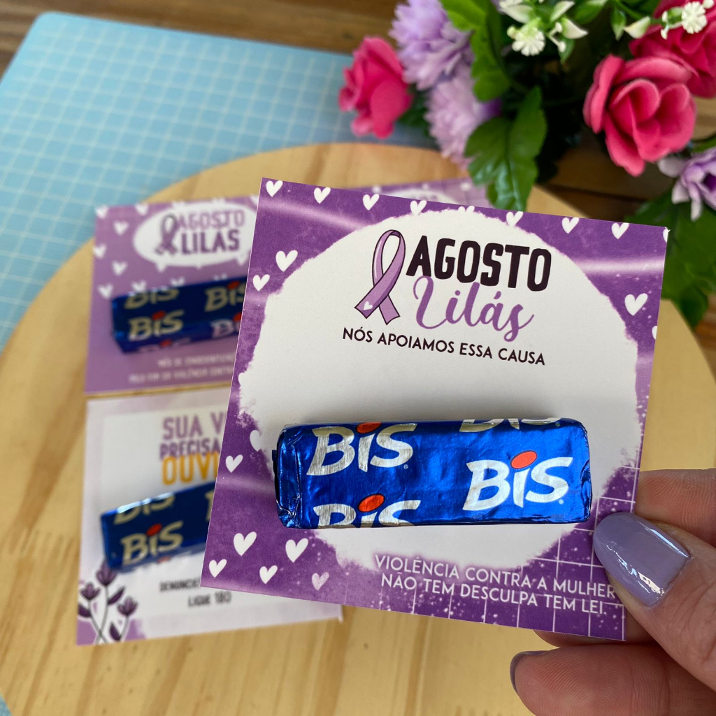 Card Bis Personalizado 10 unidades Agosto Lilás | Shopee Brasil