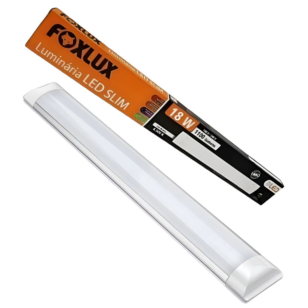 Luminaria de Led 18W Tubular Slim Branco bivolt Foxlux P/Teto Compacta ...