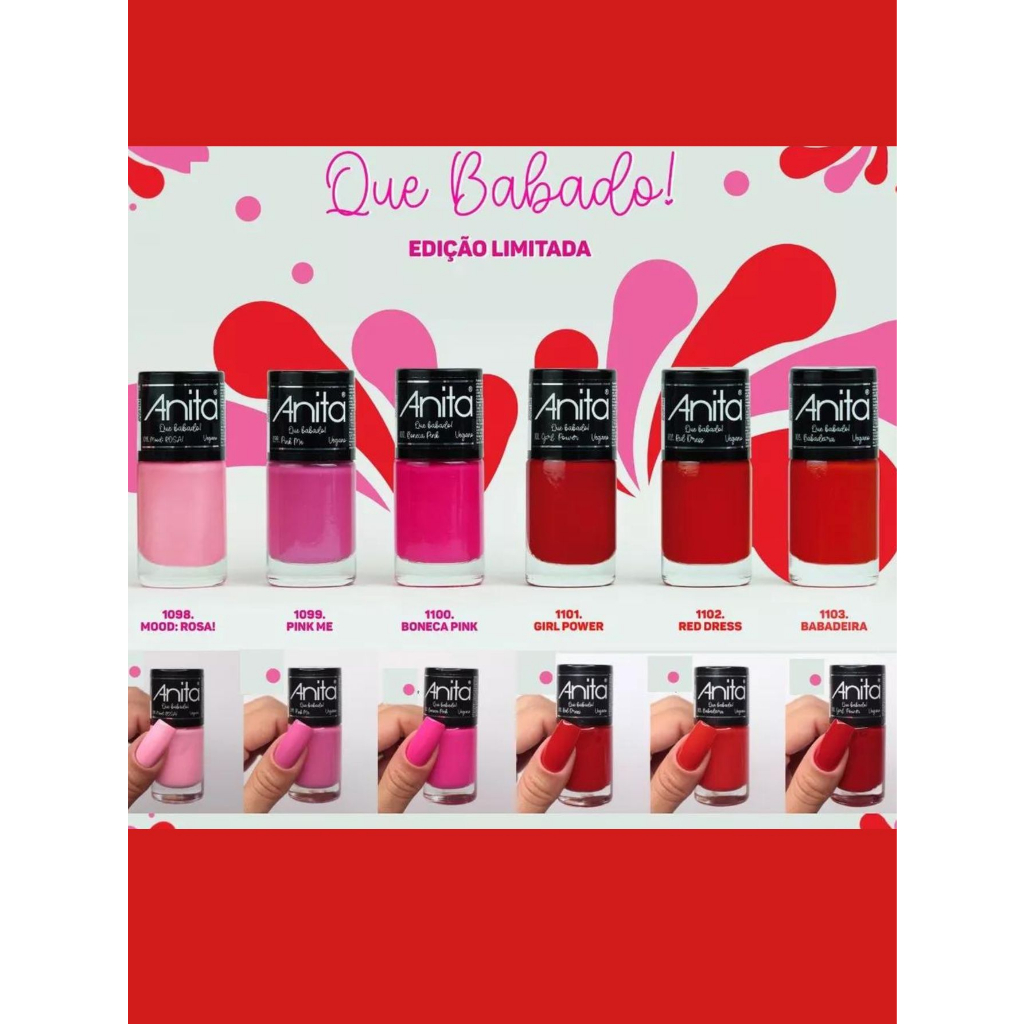coleção Que Babado Anita com 6 esmaltes Esmaltes Edição Limitada ...