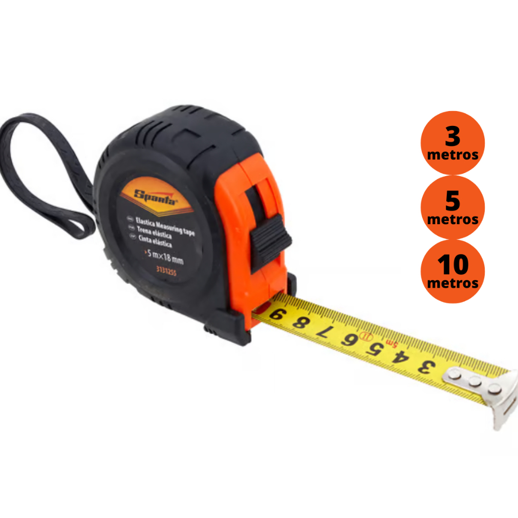 Trena Emborrachada Fita De Aço Com trava 3m | 5m | 10m - Sparta - Corre ...