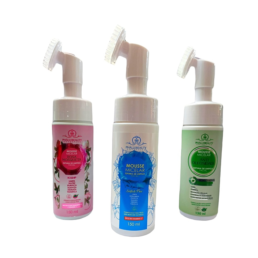 Mousse Micelar Rosa Mosqueta Phállebeauty espuma limpeza facial rosto ...