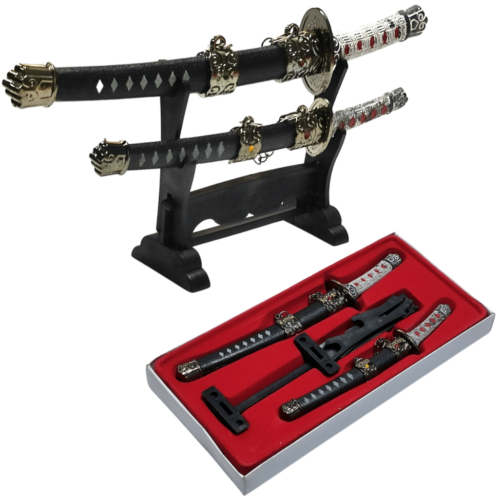Katana 2 Espada Samurai Sabre Wakizashi Enfeite Miniatura Decoração ...
