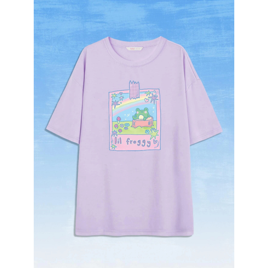 Camiseta Lil Froggy Desenho Estampado Grafico Frente Anime Fofo ...