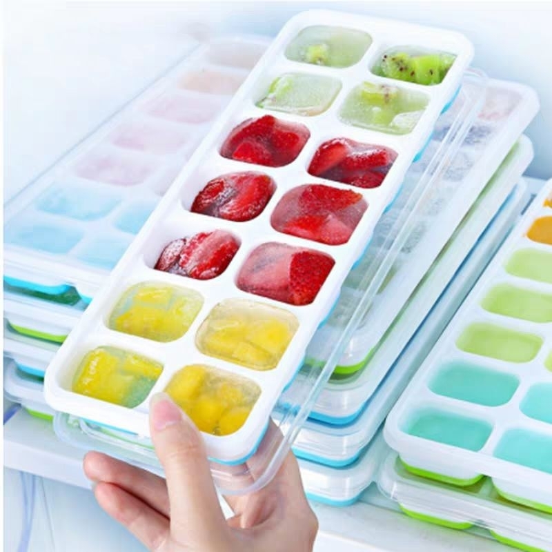 Forma de gelo forminha para fazer gelo de silicone com tampa 14 gelos ...