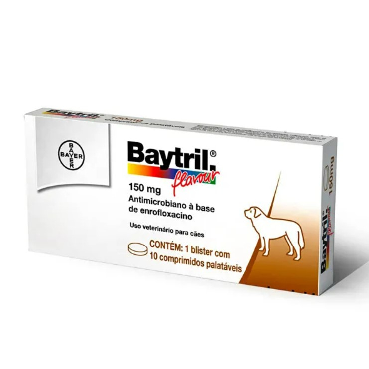 Baytril Flavour 150mg 10 Comprimidos Antibiótico Enrofloxacina para ...