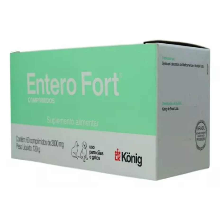 Entero Fort 200mg 60 Comprimidos Suplemento Alimentar König | Shopee Brasil