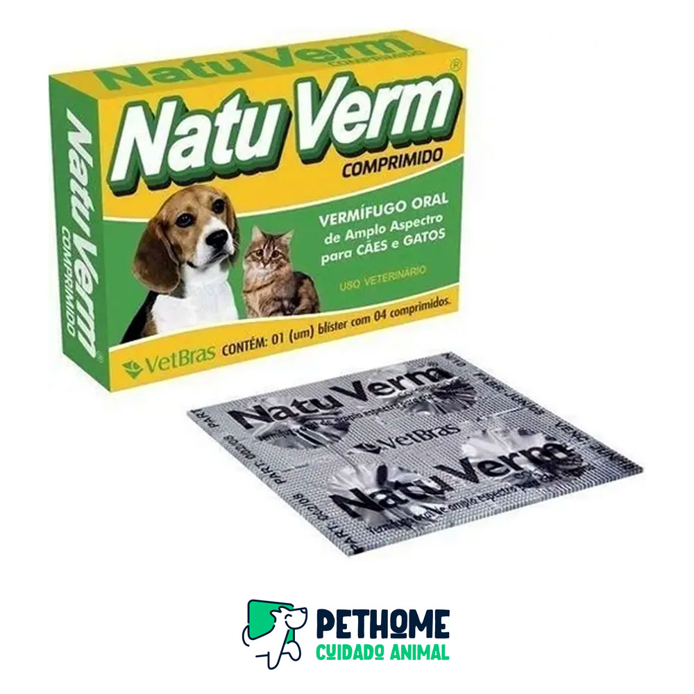 Natu Verm Caes e Gatos Vermífugo Oral De Amplo Espectro Dose Unica c/4 ...