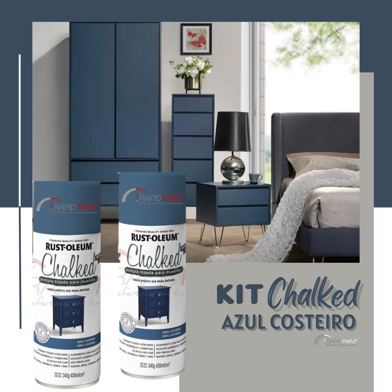 kit de Spray Chalked Azul Costeiro 2 latas de Spray Rust Oleum | Shopee ...