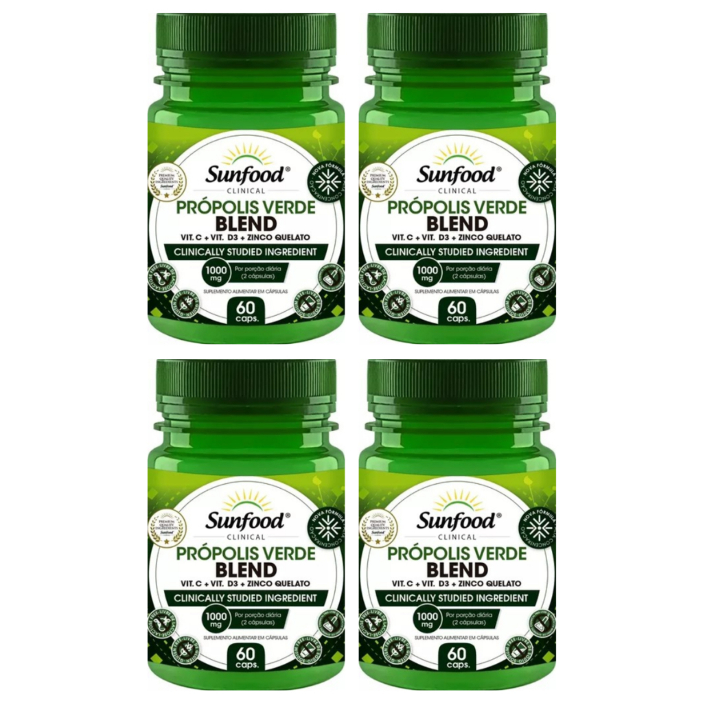 Kit 4 Un - Propolis Verde Blend 1000mg - Total 240 Capsulas Sunfood ...