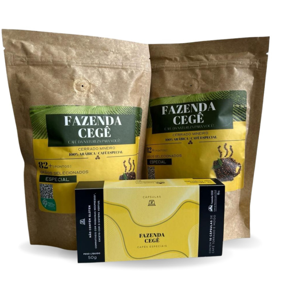 COMBO CAFÉ ESPECIAL: PACOTE MOIDO + PACOTE EM GRÃOS + 10 CÁPSULAS ...
