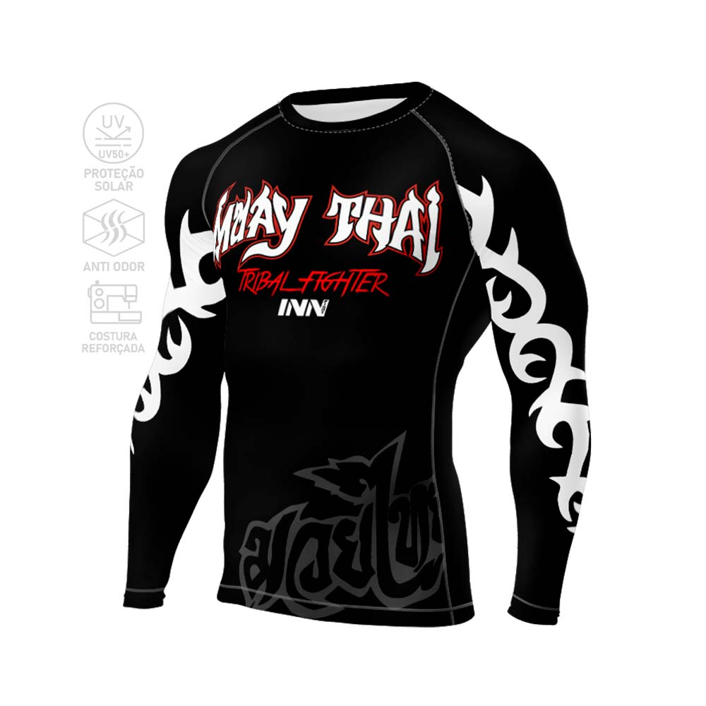 Rash guard Manga Longa Muay Thai Tribal Fighter | Shopee Brasil