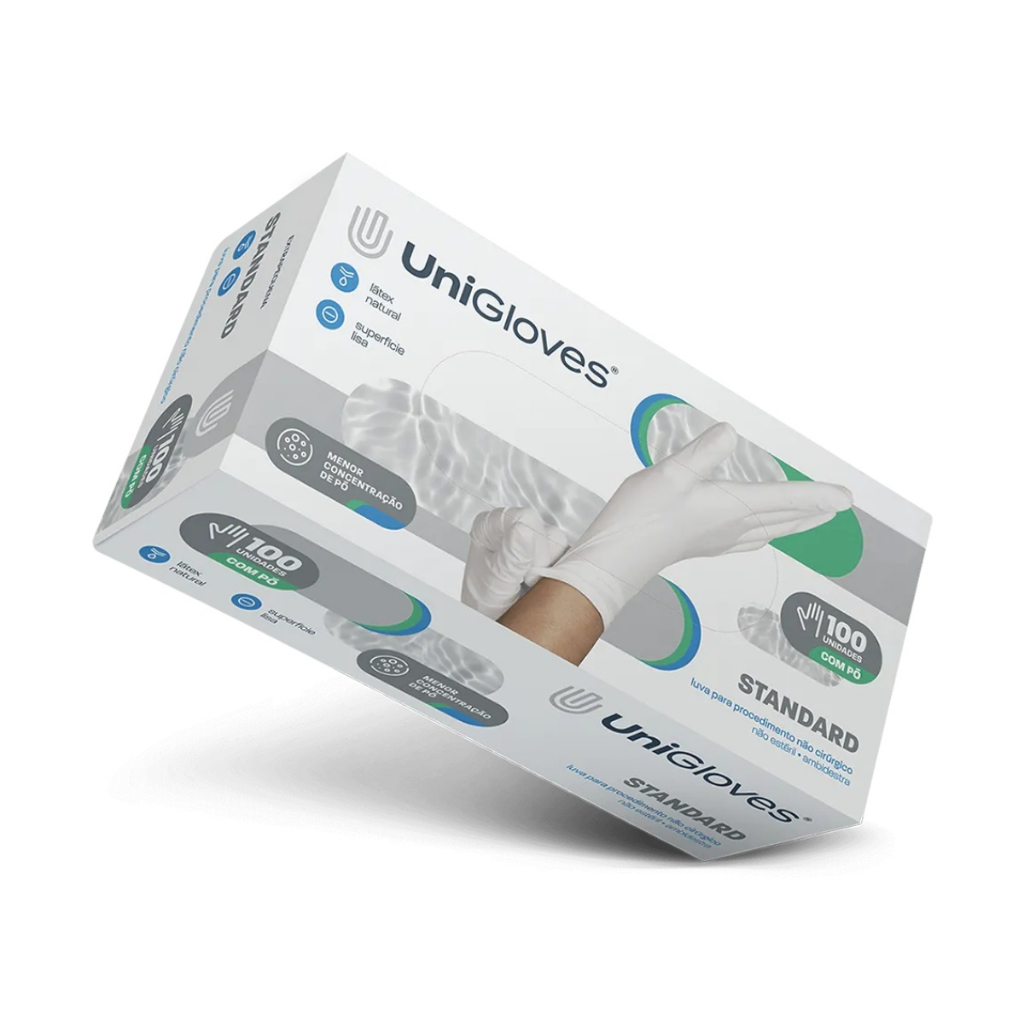 Luva Látex Unigloves Descartável Standard Branca Kit C/500 unds C/Pó ...