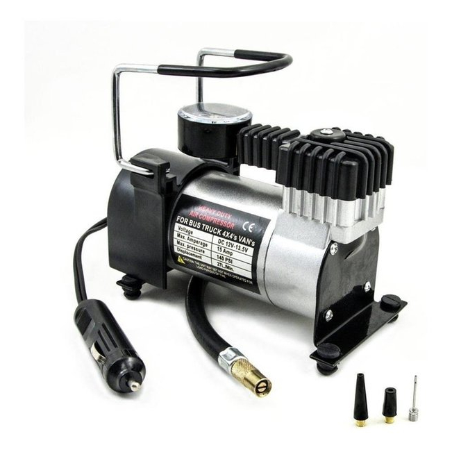 Mini Compressor De Ar Portatil Encher Pneu Carro 12v + Bicos Bomba para encher pneu Portatíl LE ...