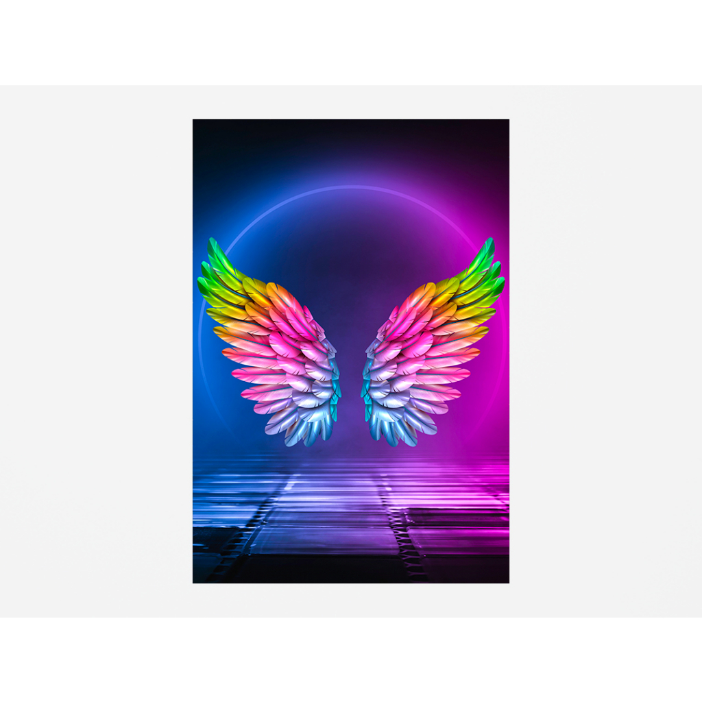 Painel De Festa 3d Vertical 1,50 x 2,20 - Asas Colorida Efeito Neon ...