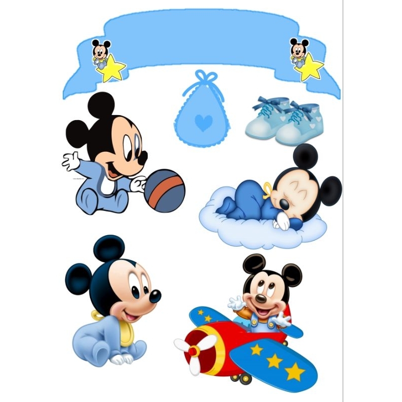 Topo Topper para bolo Mickey Baby | Shopee Brasil