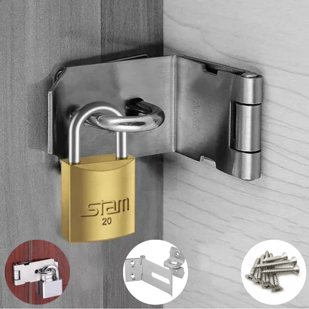 Porta Cadeado Fecho 3 Polegada - 1 unidade + 6 parafusos | Shopee Brasil