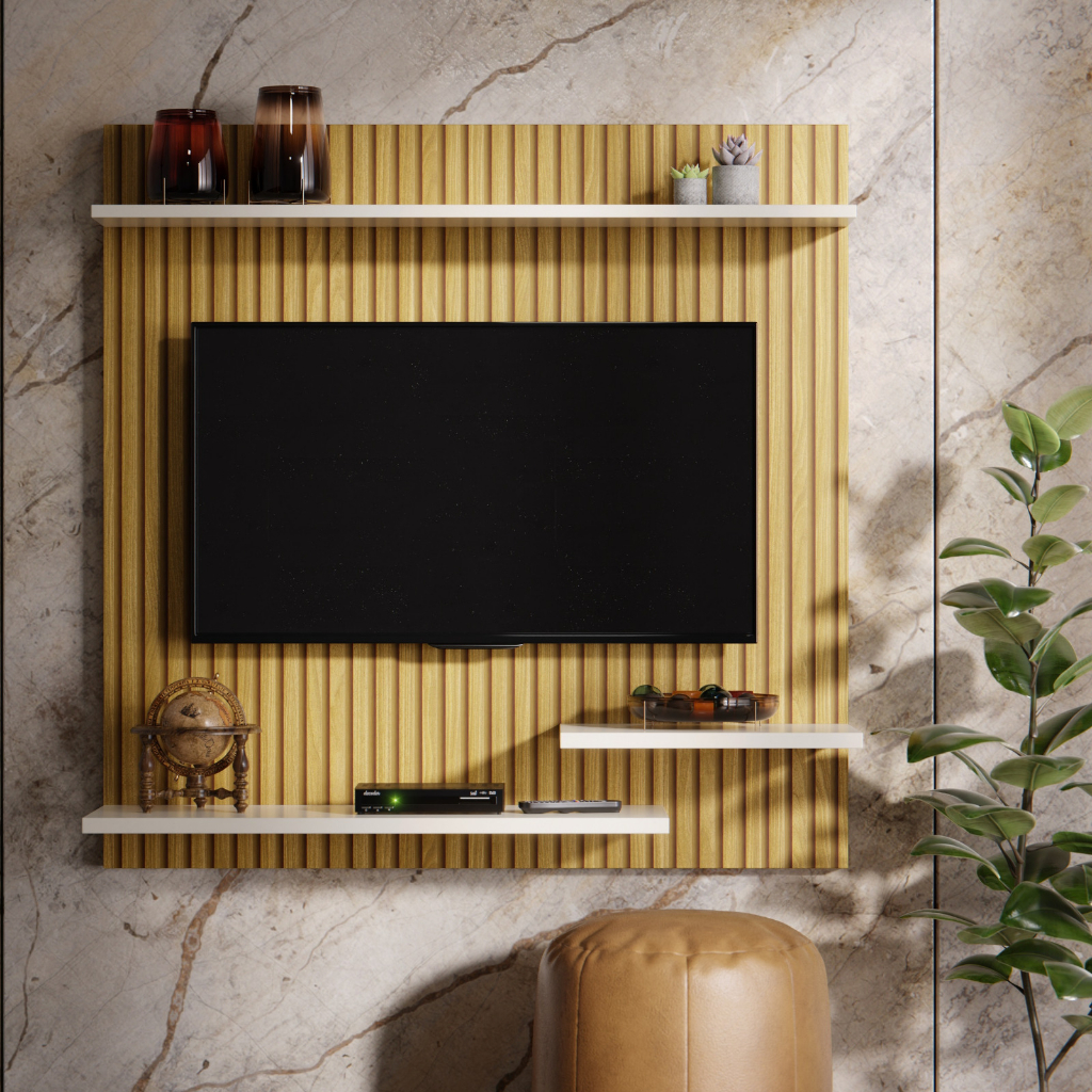 Painel Ripado p/ Tv 32" Polegadas Smart Plus Sala / Quarto Madri Cor Ripado / Off | Shopee Brasil
