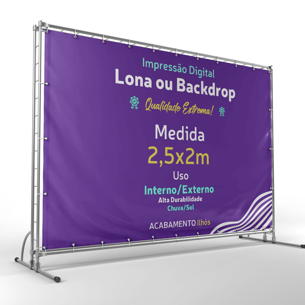 Banner Lona com ilhós - para seu evento ou loja - 2,5x2m | Shopee Brasil