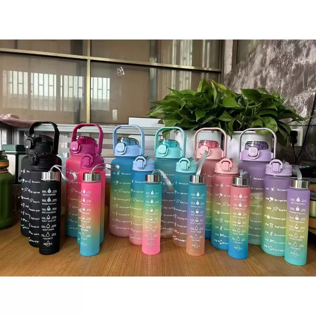 Kit Garrafas 3 em 1 de Água Squeeze com Adesivos Academia Motivacional Cores Aleatórias | Shopee ...