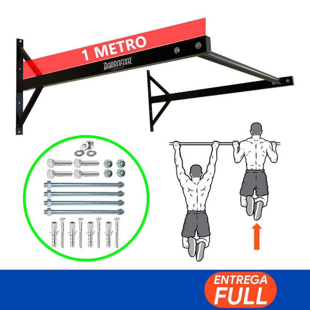 Barra Fixa 1 Metro Parede P/ Exercício Musculação Funcional - Escorrega ...