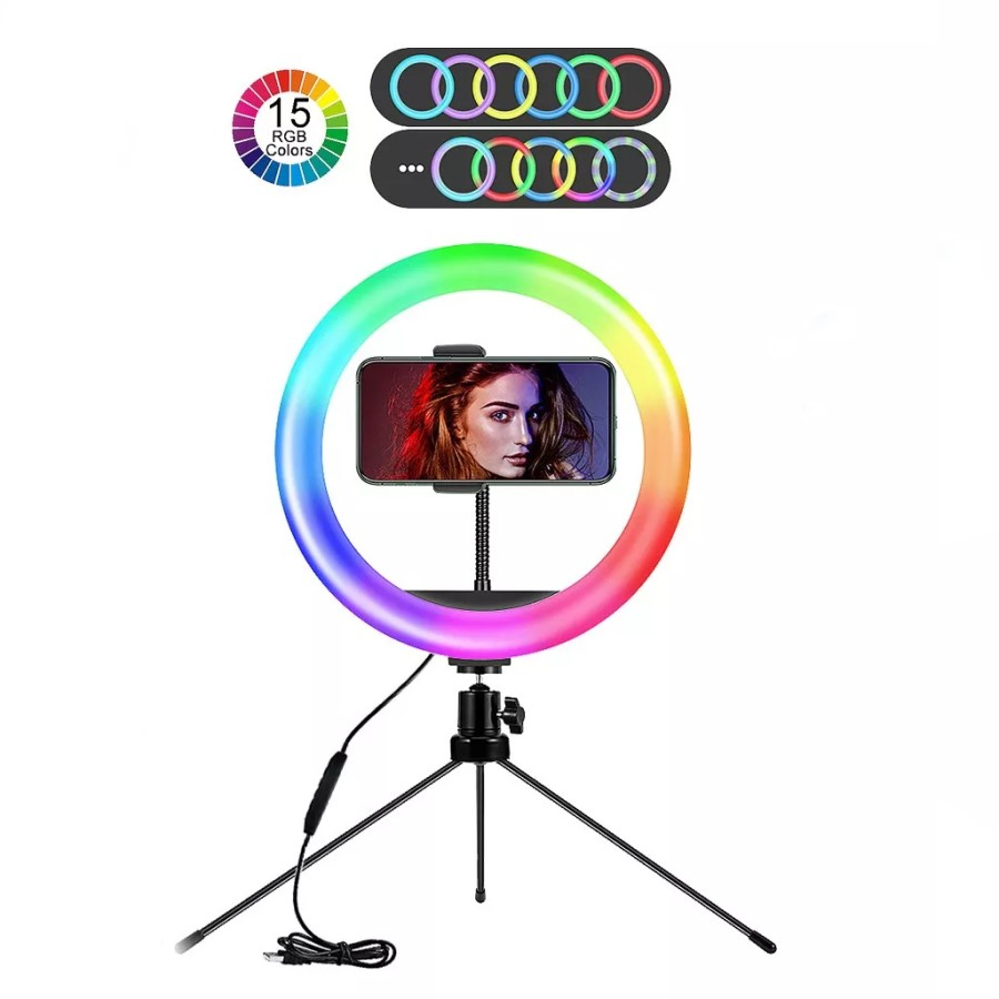 Ring Light Rgb Colorida Led 20cm 8 Polegadas Youtuber | Shopee Brasil