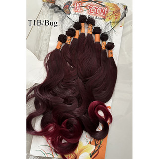 Cabelo 8 telas Aplique cor T1B-Bug castanho mechas luzes vermelho ...