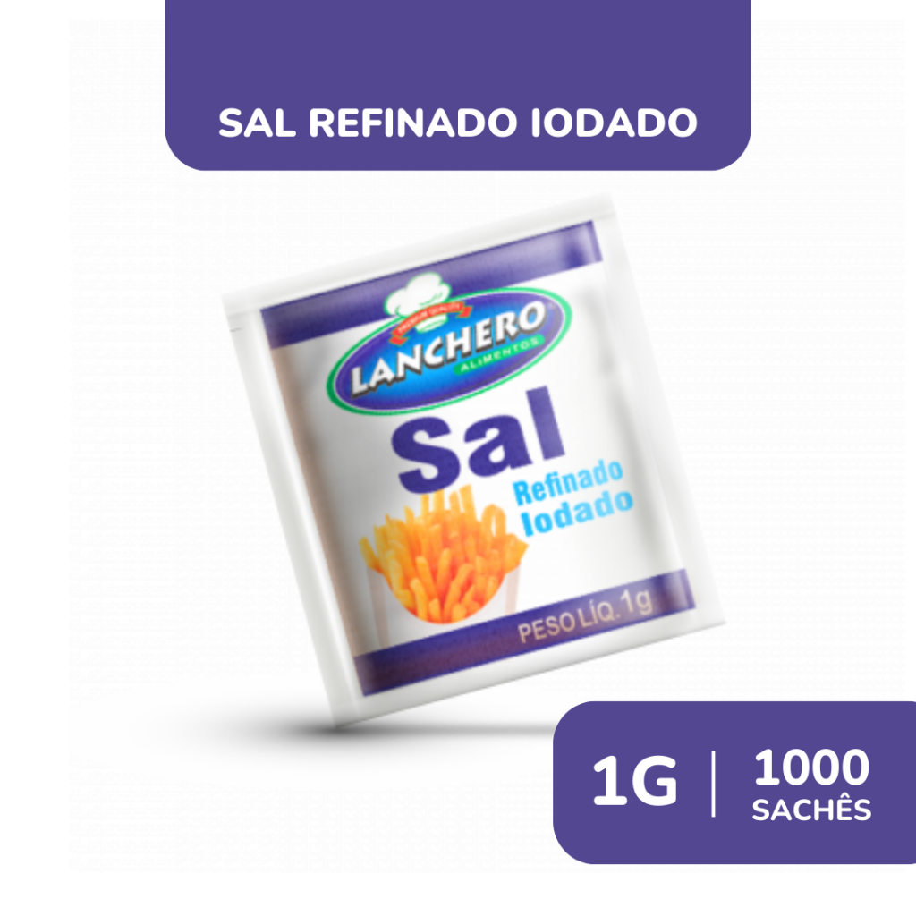 Sal Refinado Iodado Caixa Com 1000 Unidades 1g | Shopee Brasil