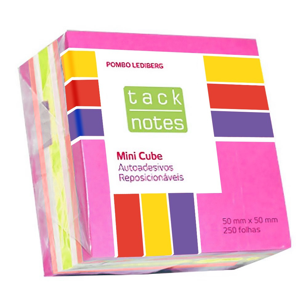 Kit 2 un Bloco adesivo para notas colorido 50mm x 50mm 250 folhas ...