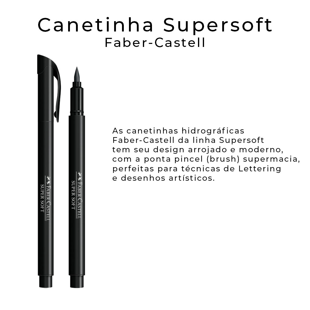 Canetas Brush Supersoft Ponta Pincel Lettering Preta 1 unidade Faber ...
