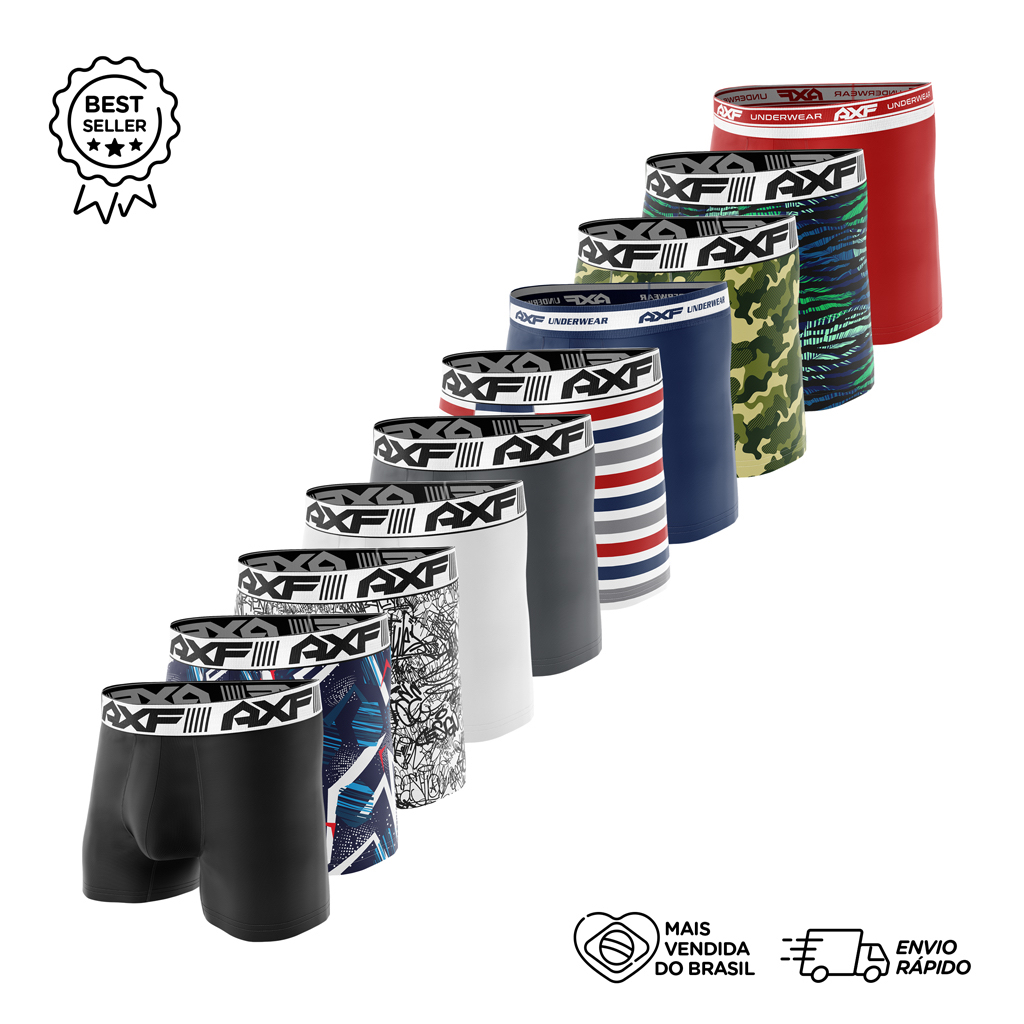 Kit 10 Cuecas Boxer Box Microfibra Premium Mais Vendido | Shopee Brasil
