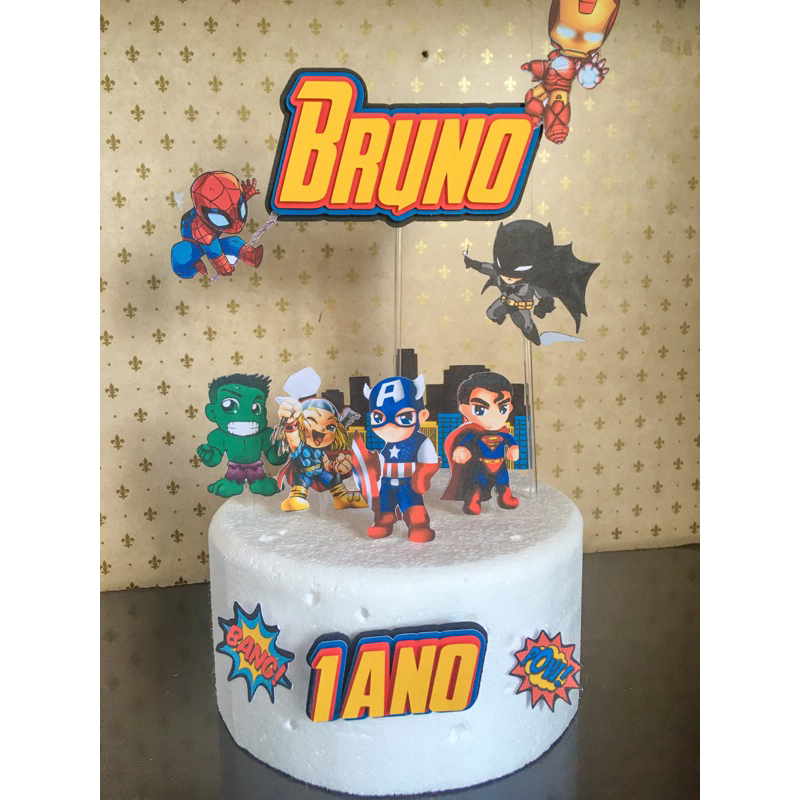 Topo de bolo personalizado HERÓIS MARVEL CUTE topper | Shopee Brasil