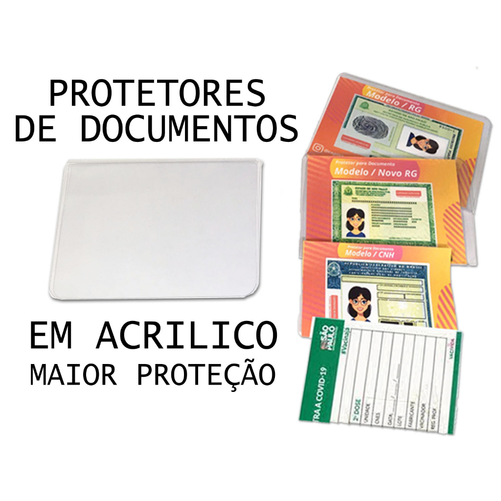 Kit Capa de Documento Porta Documento Capinha Protetor Rígido em ...