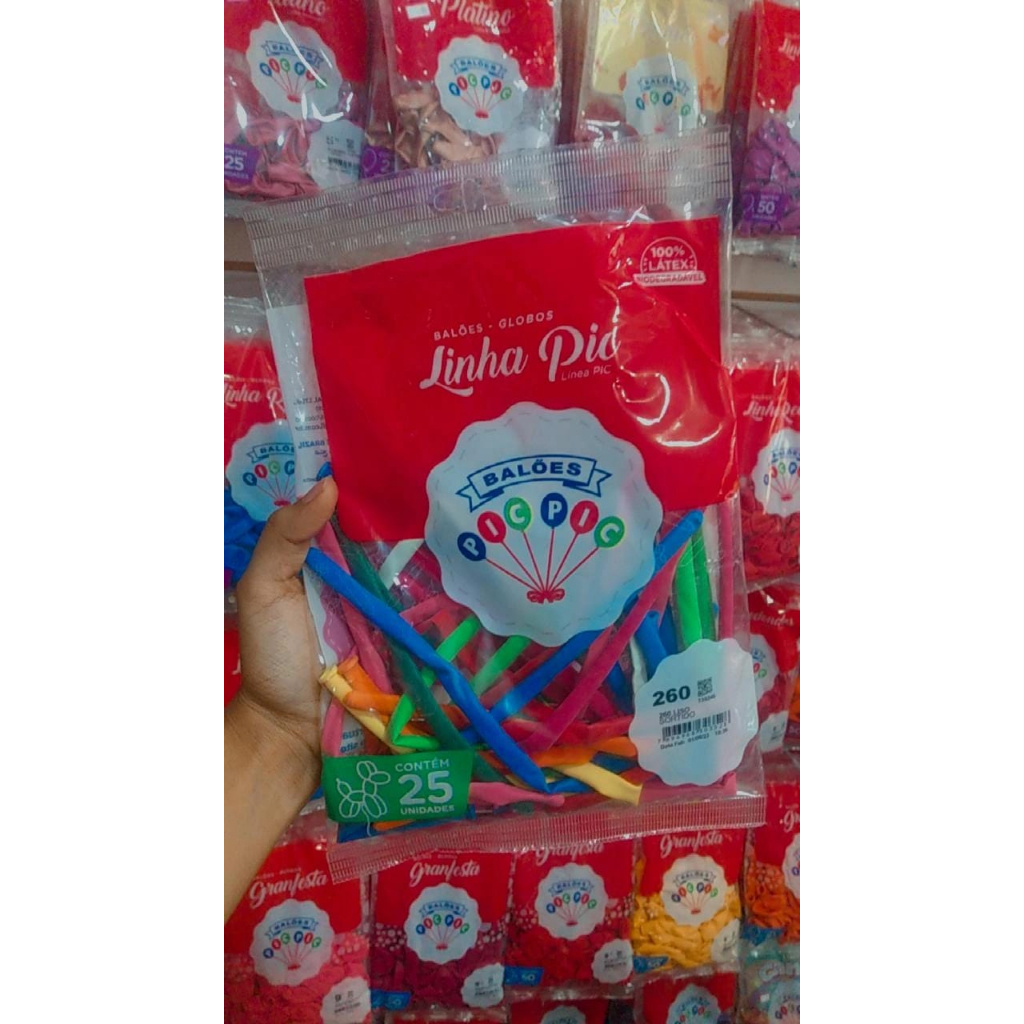 Balão de festa 260 - Pic pic, kit com 2 pacotes com 25 unidades cada ...