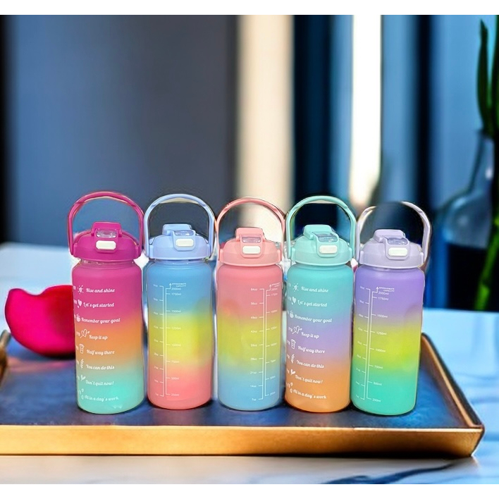 KIT 3 Garrafa FOSCA De Agua Tie Dye Squeeze + Alca E Adesivo 2000ml 900ml E 300ml Portatil ...