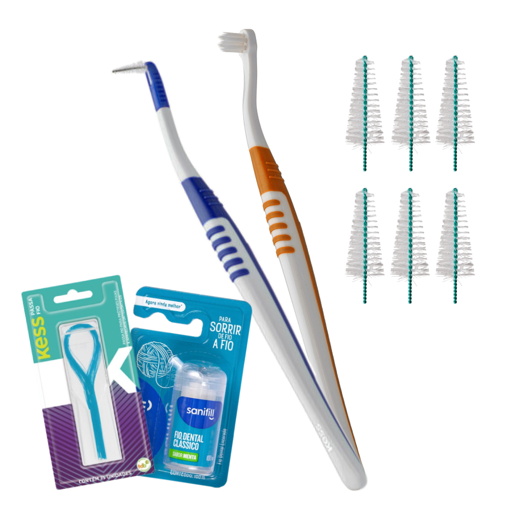 Kess Kit Escovação Próteses Aparelhos Higiene Bucal Completo Escova ...