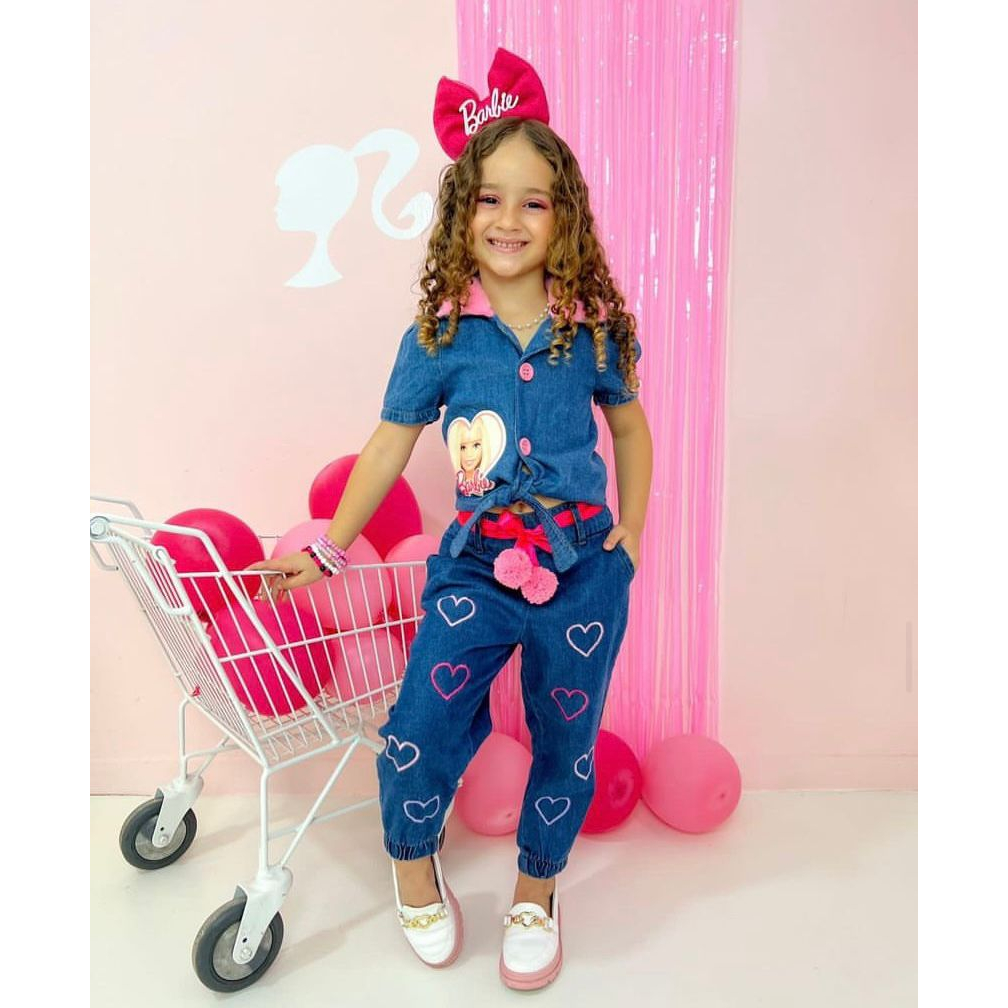 Lançamento Conjunto Jeans de Grife Feminino Infantil Moda Blogueirinha ...
