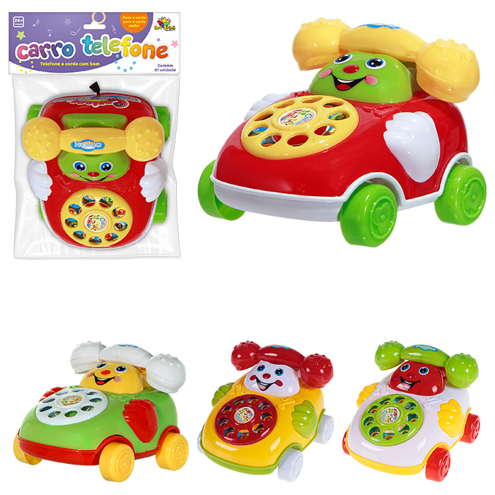 Carro Telefone a Corda Com Som Brinquedo Bebe Telefone com Rodinhas ...