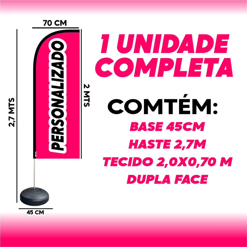 WIND BANNER 2,7M COMPLETO PERSONALIZADO KIT COM BANDEIRA DUPLA FACE ...