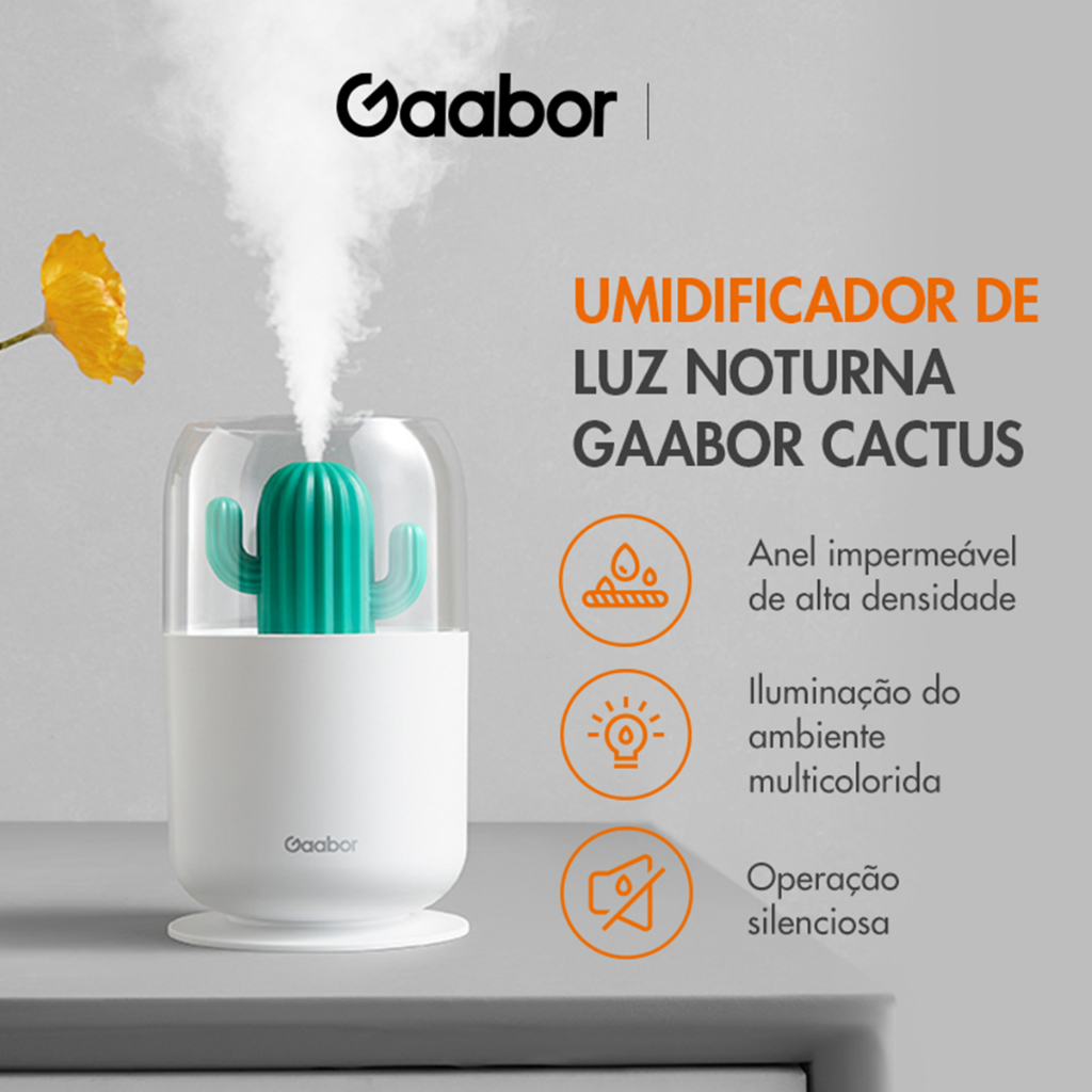 Umidificador De Ar Portátil Gaabor Difusor Purificador de Ar 300ml USB ...