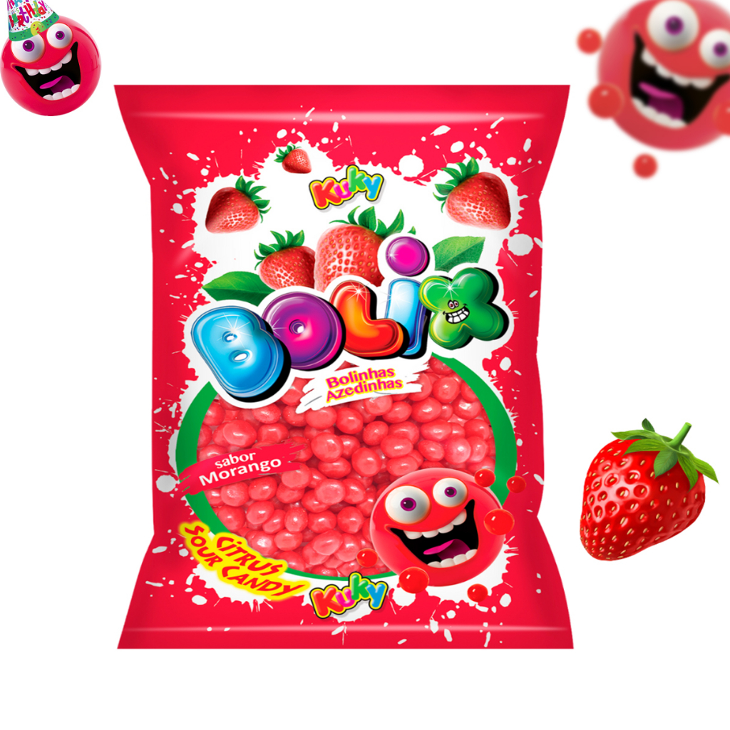 Bolix Goma Bala Mole Azedinha Sabor Morango 500g | Shopee Brasil