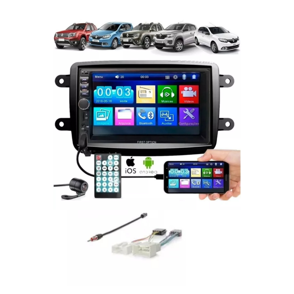 Central Multimidia 2 Din Mp5 Renault Captur Duster Kwid Logan Oroch Sandero | Shopee Brasil