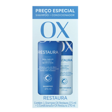 Kit Shampoo Ox Restaura 375ml e Condicionador 170ml | Shopee Brasil