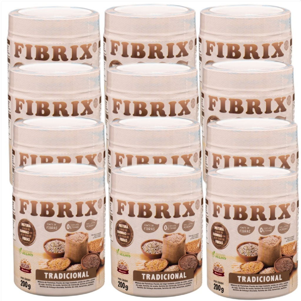 12x Fibrix - Fibras Regulador Intestino- Vegano- 200g | Shopee Brasil